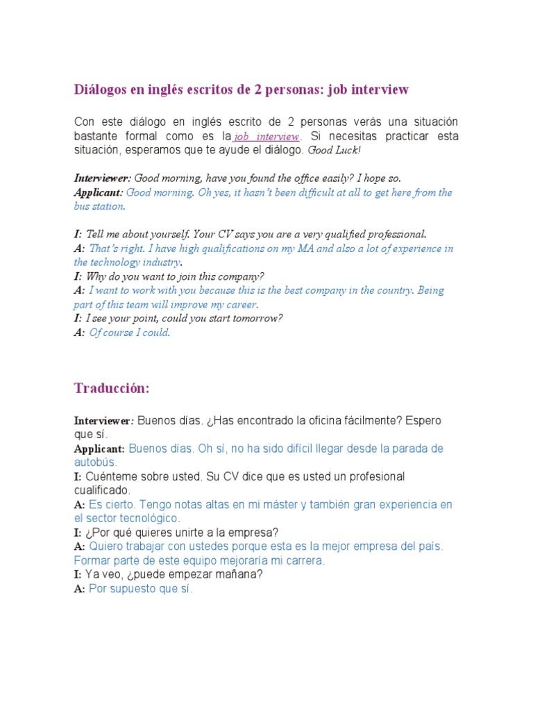 Diálogos en Inglés para 2 Personas | PDF