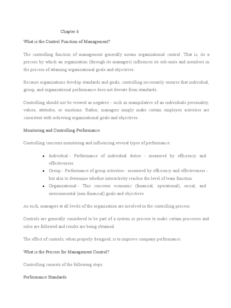 What Is The Control Function of Management | PDF
