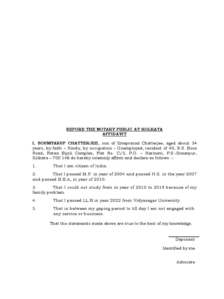 Bar Council of India Affidavit For Enrolment | PDF | Law | Career & Growth