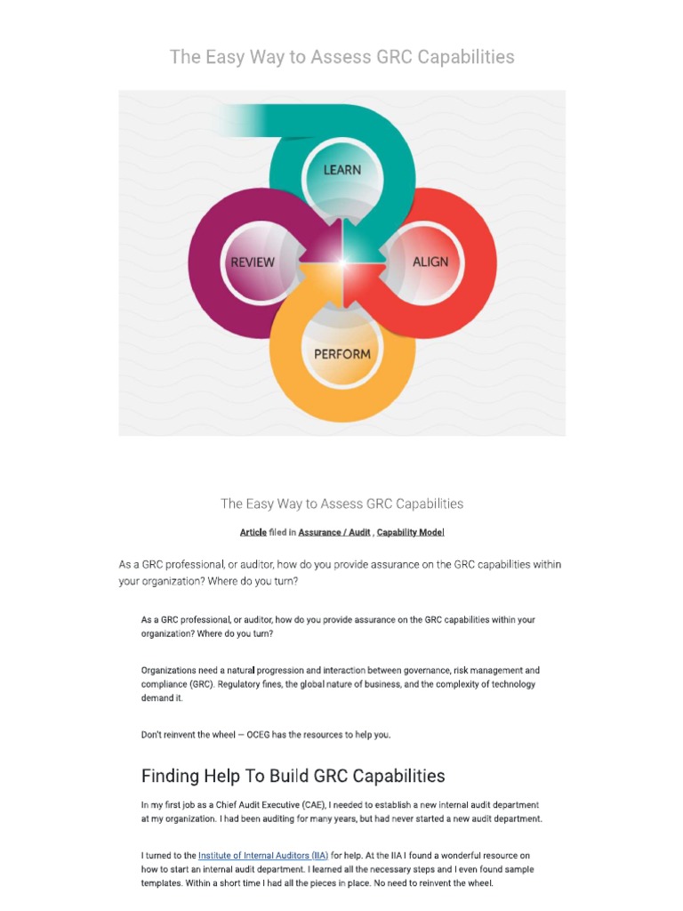 The Easy Way To Assess Grc Capabilities Pdf