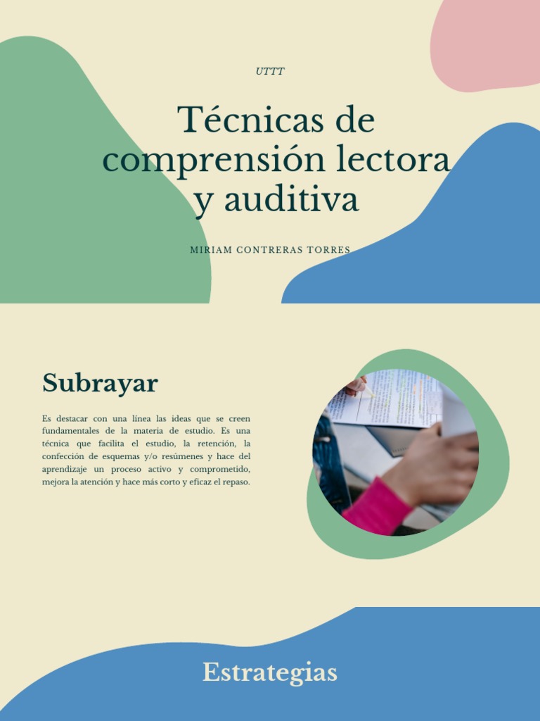 Técnicas de Comprensión Lectora y Auditiva Aja | PDF | Comprensión ...