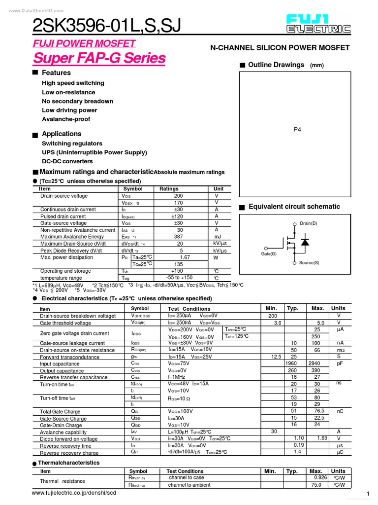 K3596 01L FujiElectric | PDF | Field Effect Transistor | Computer ...