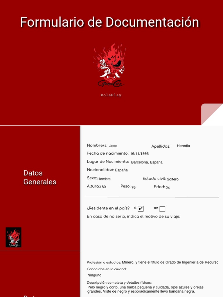 Formulario de Documentacion Jose Heredia | PDF