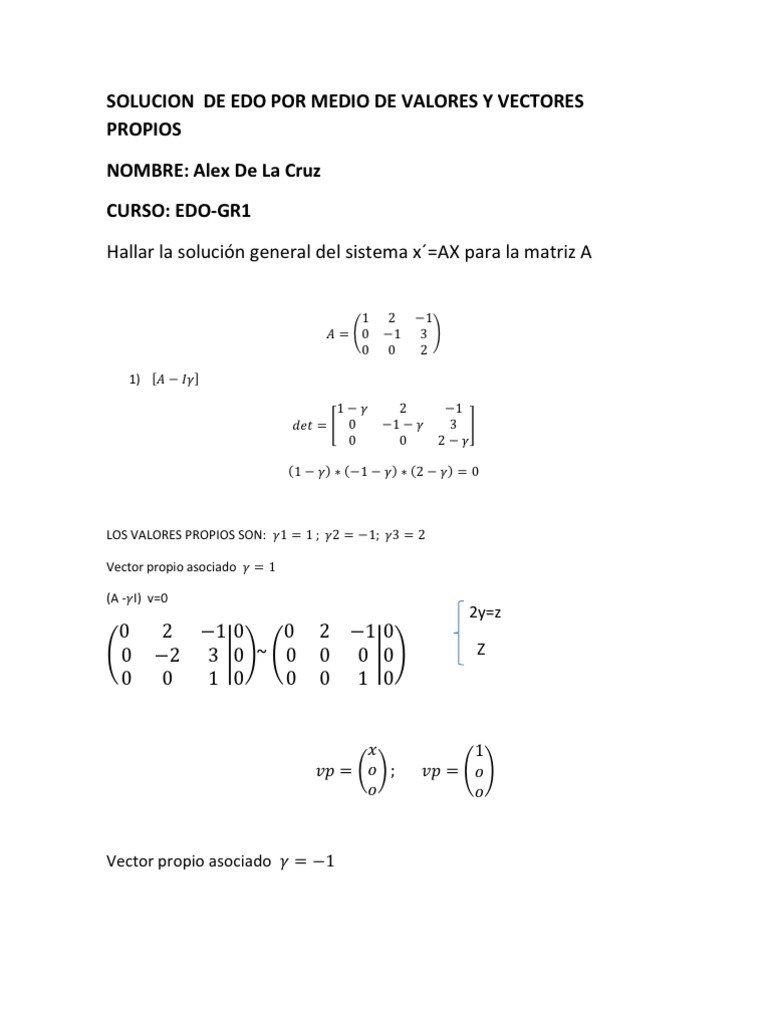 EDO Valores y Vectores Propios | PDF