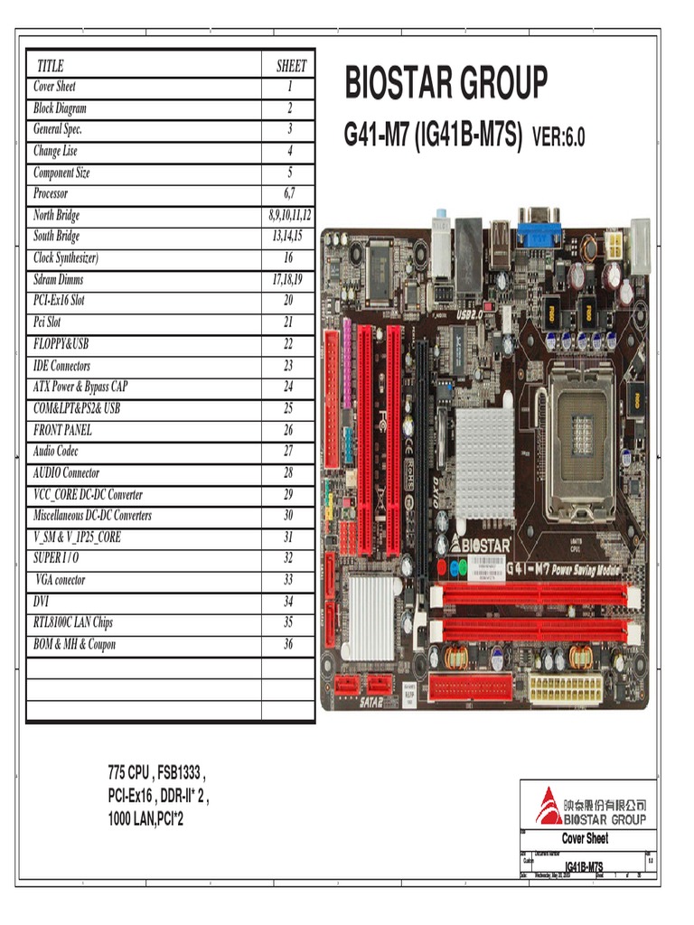 1632224372-Biostar-G41-M7 IG41B-M7S Rev 60 Schematic | PDF | Computer ...