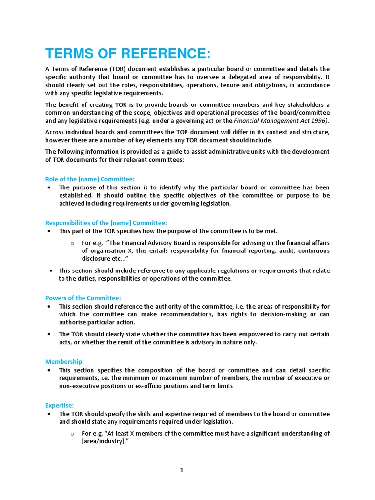 Better Practice Toolkit Terms of Reference | PDF | Committee | Business