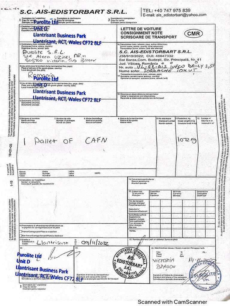 CMR Comanda S00018746 | PDF