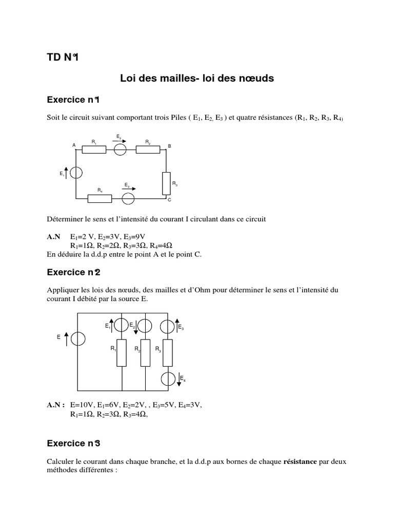 ELCTRONIQUE Fond 1 Serie TD N1 | PDF