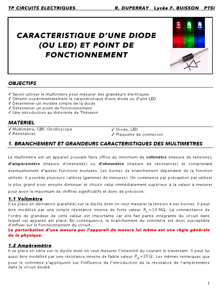 TP Diode | PDF | Diode | Résistance (électricité)