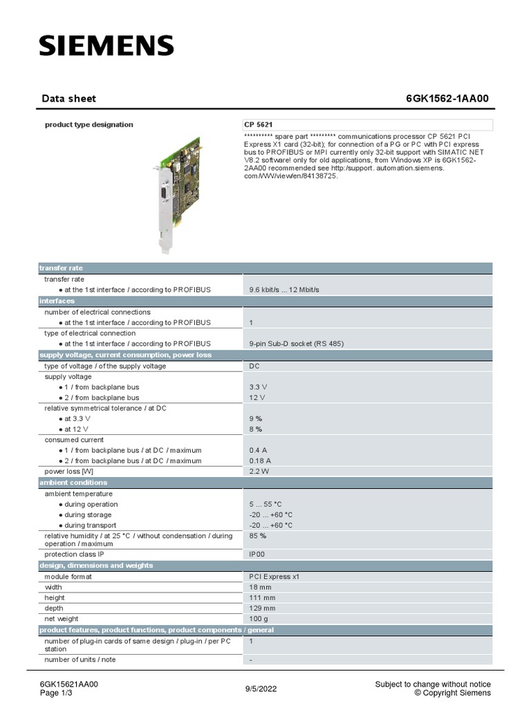 6GK15621AA00 Datasheet en | PDF | Bit Rate | Computer Engineering