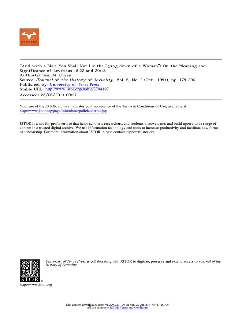 And with a Male You Shall Not Lie the Lying down of a Woman | PDF