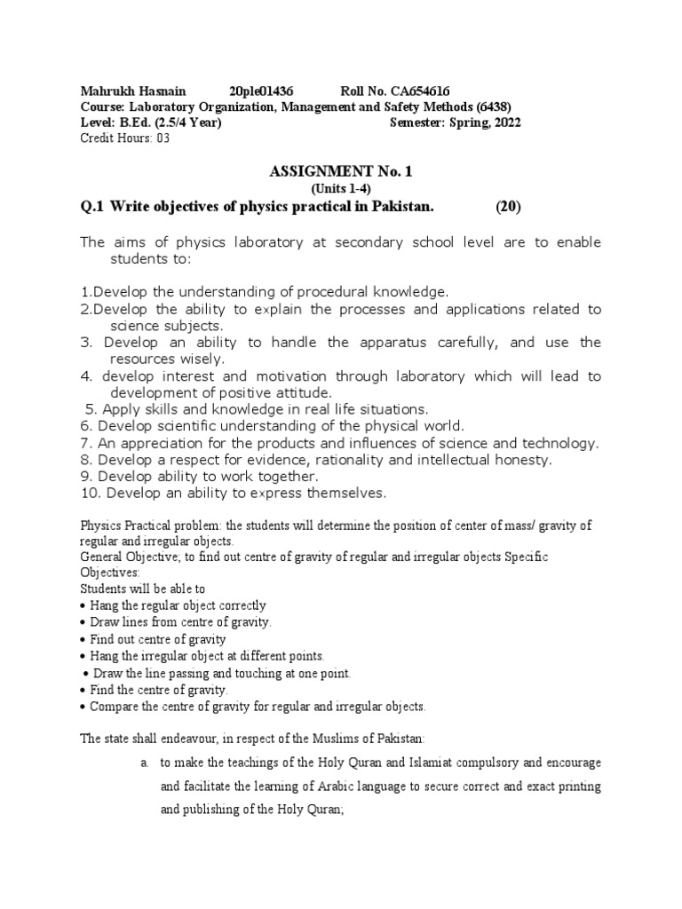 Assignment 1 - 6438 Bed - Semester 3 | PDF