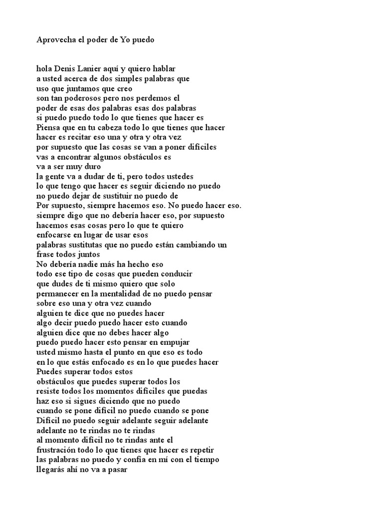 El poder de "Yo puedo" | PDF | Relaciones personales, crianza y ...