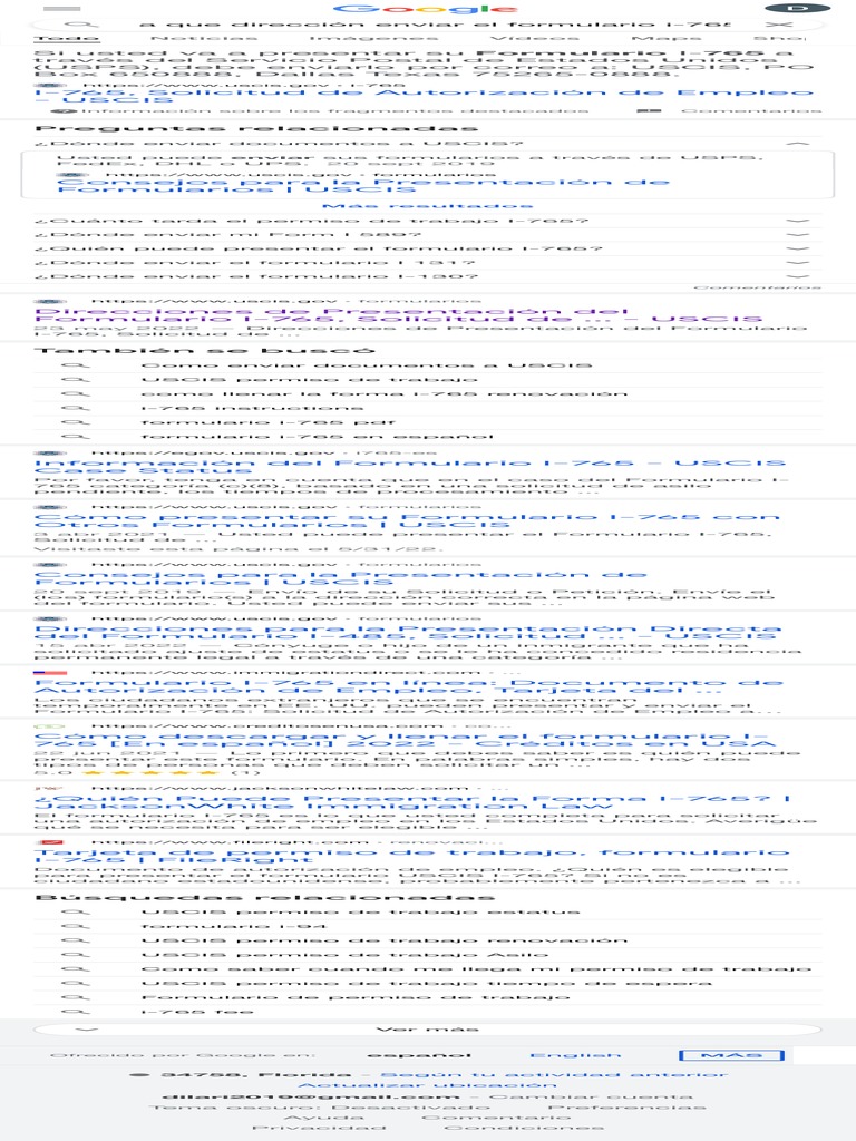 A Que Dirección Enviar El Formulario I-765 - Busc | Descargar gratis PDF | Servicio Postal de ...
