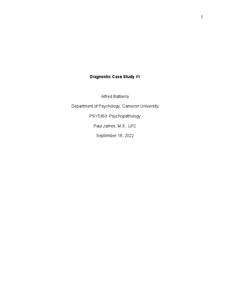 Diagnostic Case Study #1 | PDF | Mental Disorder | Human Diseases And ...