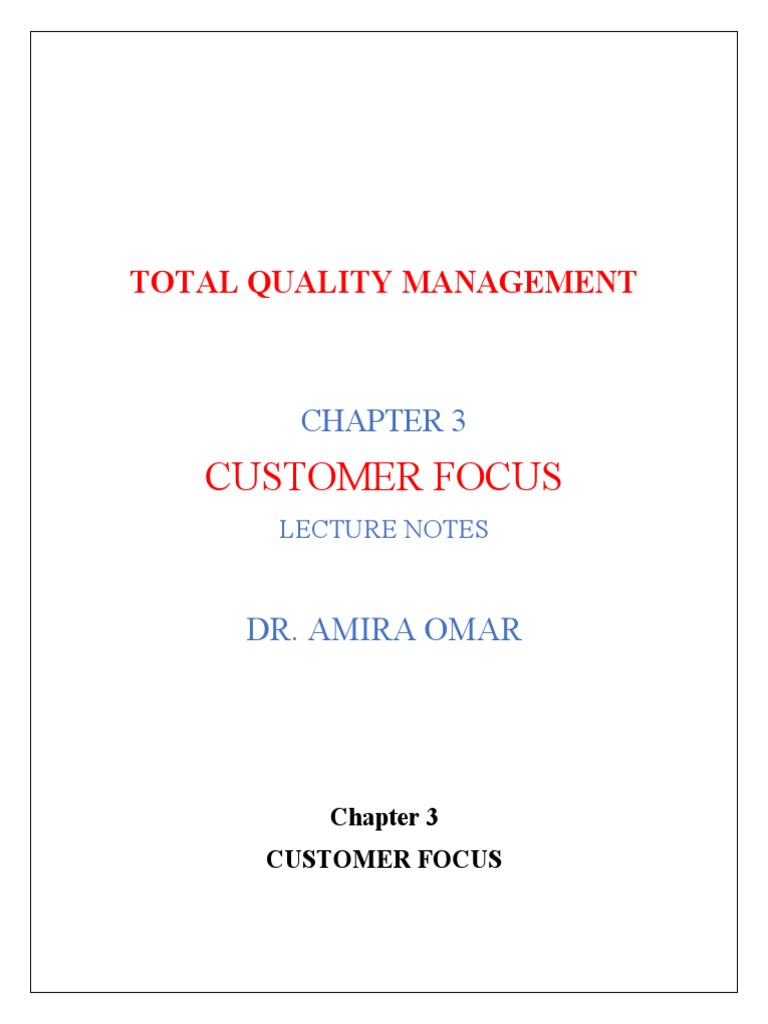 Customer Focus In Quality Management Pdf