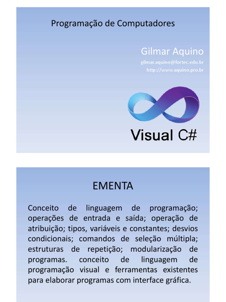 Programação C# | PDF | Algoritmos | Compilador