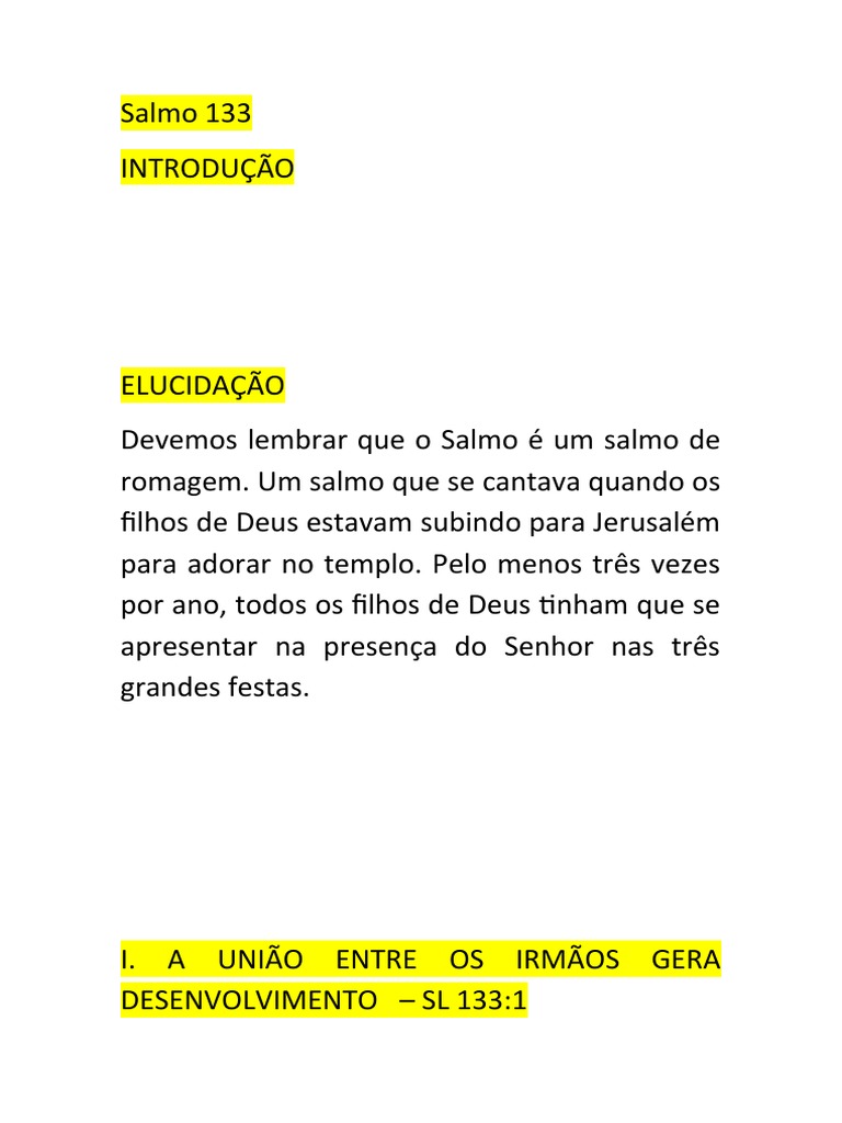 Salmo 133 - Estudo IPW - 02.07 | PDF | Amor | Salmos