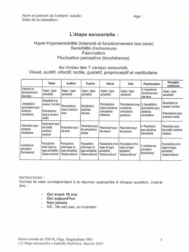 Profil Sensoriel | PDF