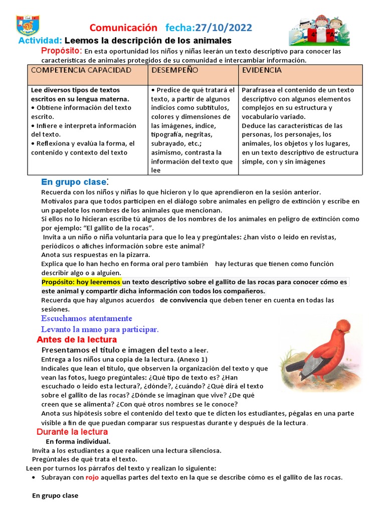 Descripción de Animales para Niños | PDF | Información | Ciencia cognitiva