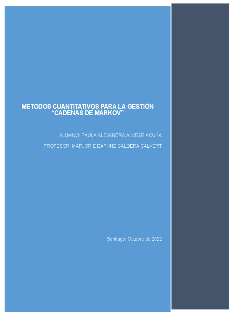Trabajo2 PaulaAlvearAcuña | PDF | Probabilidad | Cadena Markov