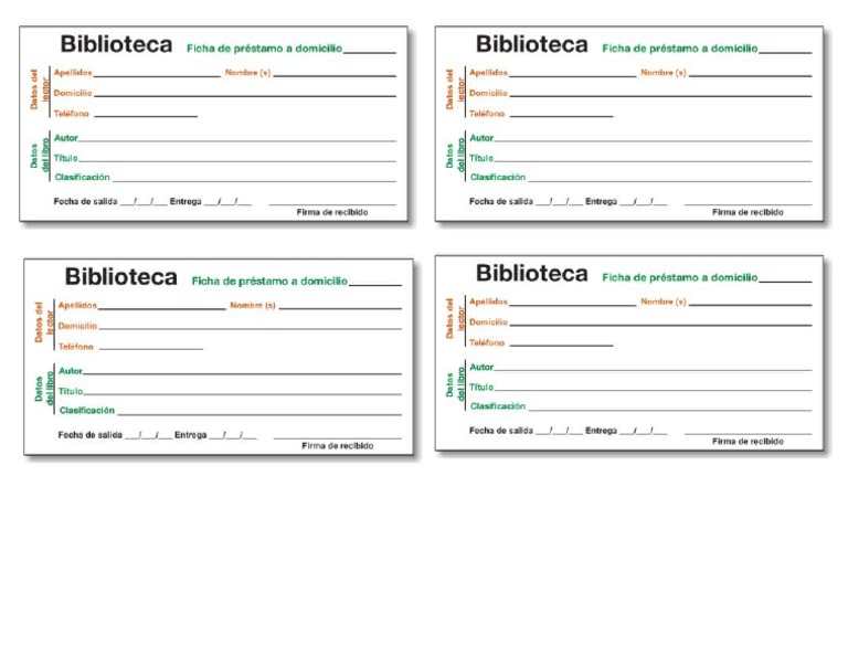 Fichas de Prestamo de Biblioteca | PDF