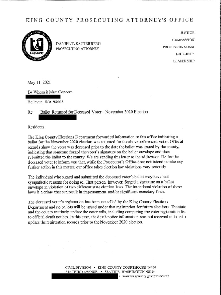 Vote Fraud Warning Letter | PDF