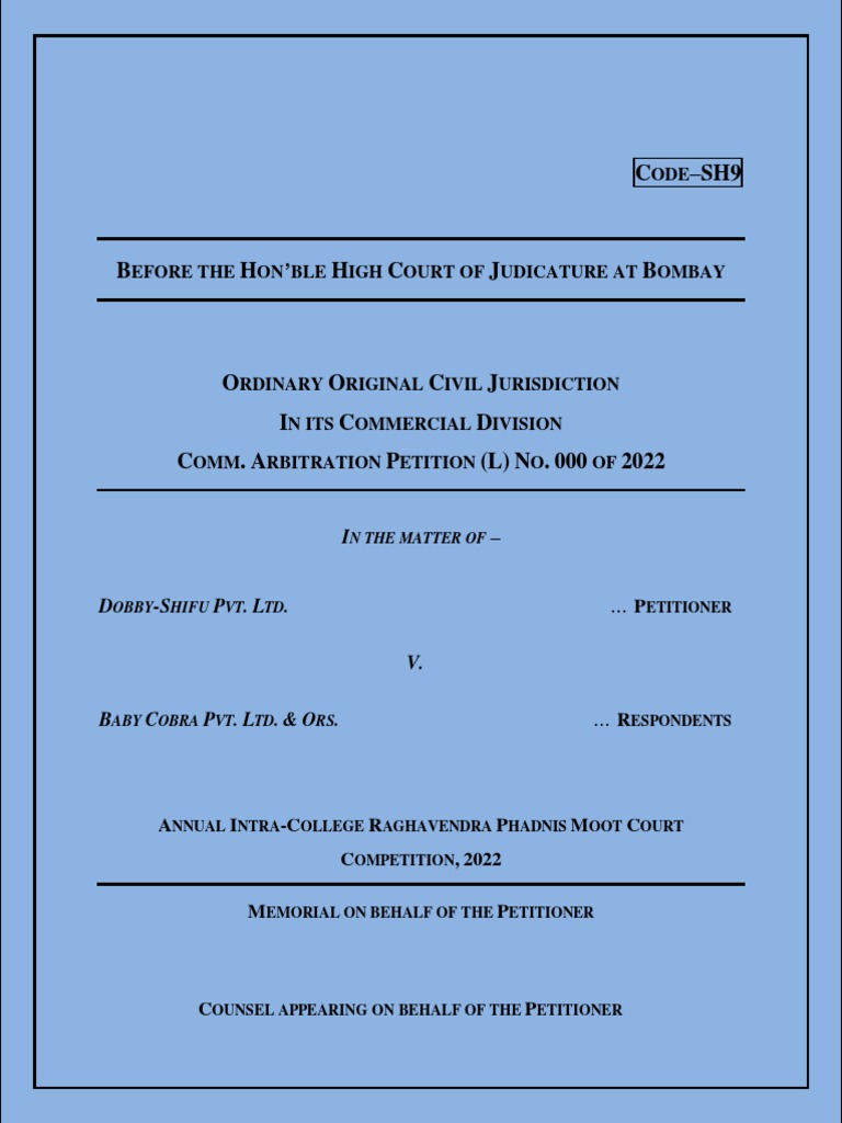 Raghavendra Phadnis Moot Court 2022 Memorial | PDF | Arbitration ...