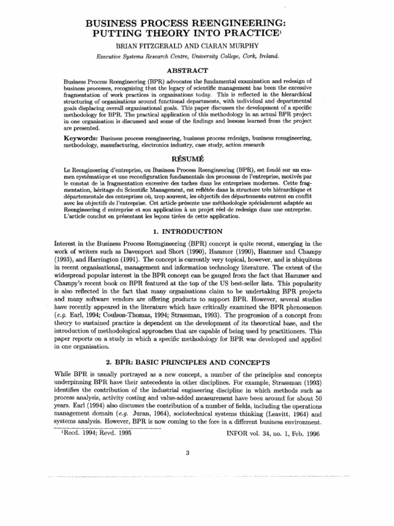 Business Process Reengineering: Putting Theory Into Practice | PDF | Business Process | Business