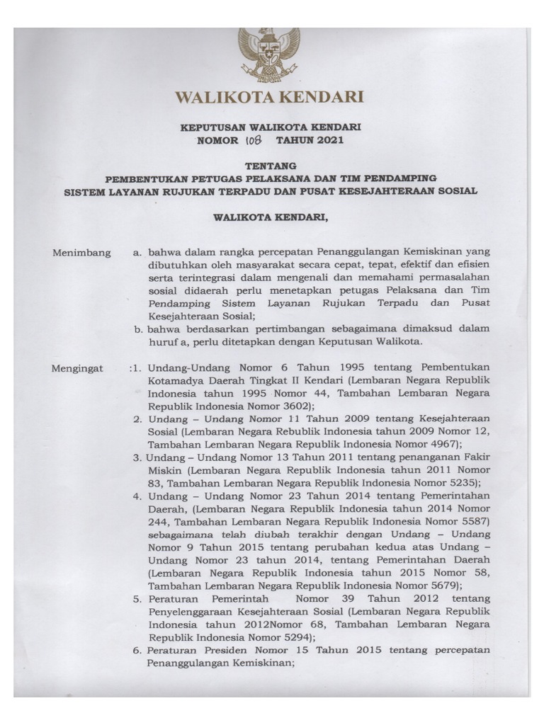 SK. SRT. 2021 Kota Kendari | PDF