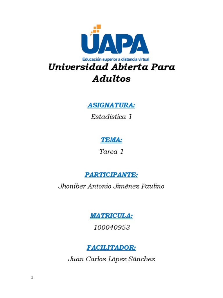 Estadística 1 Tarea 1 Pdf