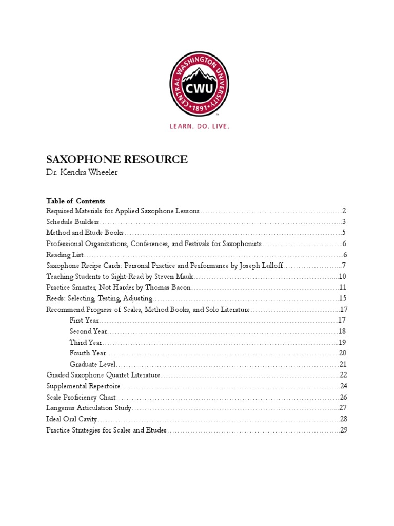CWU Saxophone Resource) | PDF | Saxophone | Tenor Saxophone