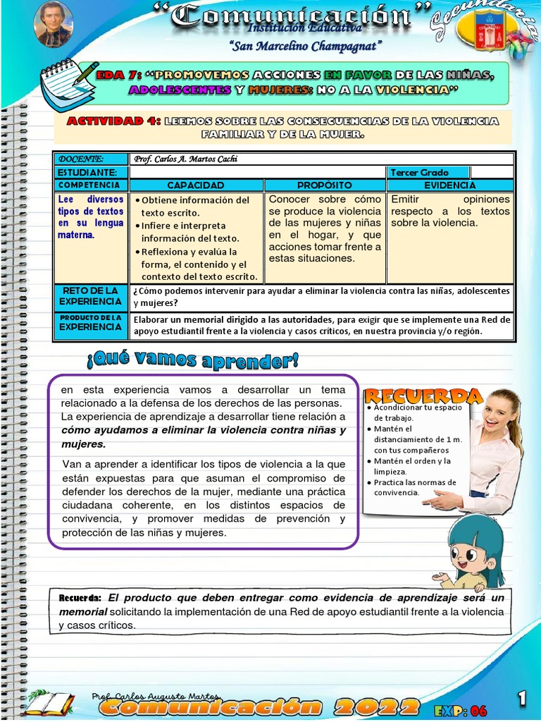 Act 4-Eda 7 | PDF | La violencia contra las mujeres | Violencia doméstica