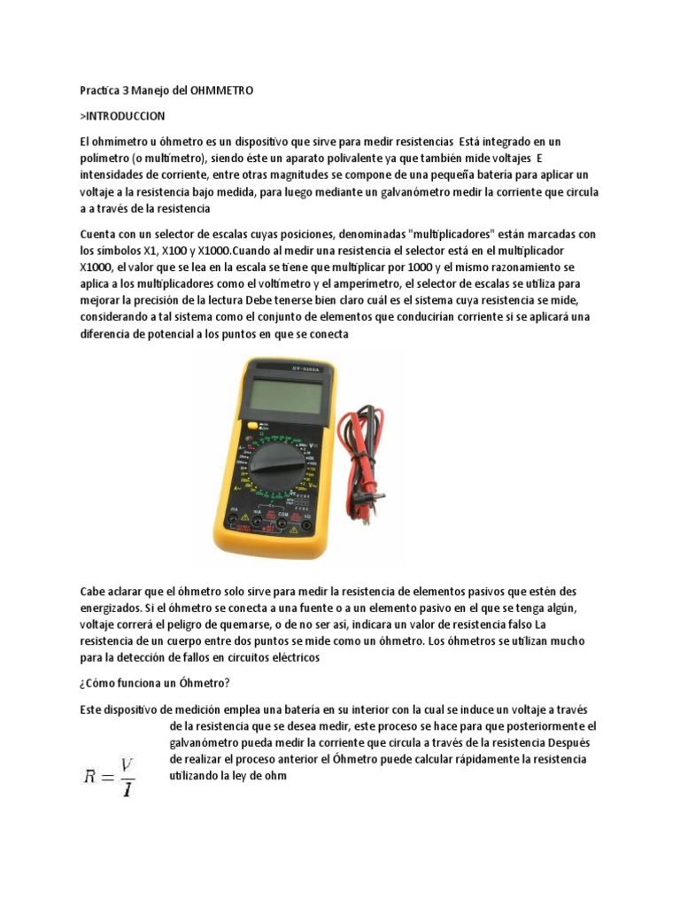 Uso y Tipos de Ohmmetro | PDF | Ciencia y matemáticas | Informática
