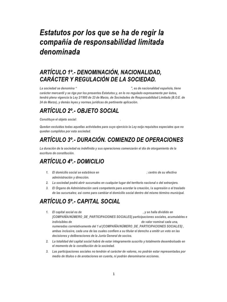 Estatutos Sociedad Limitada | Compañía de responsabilidad limitada | Liquidación