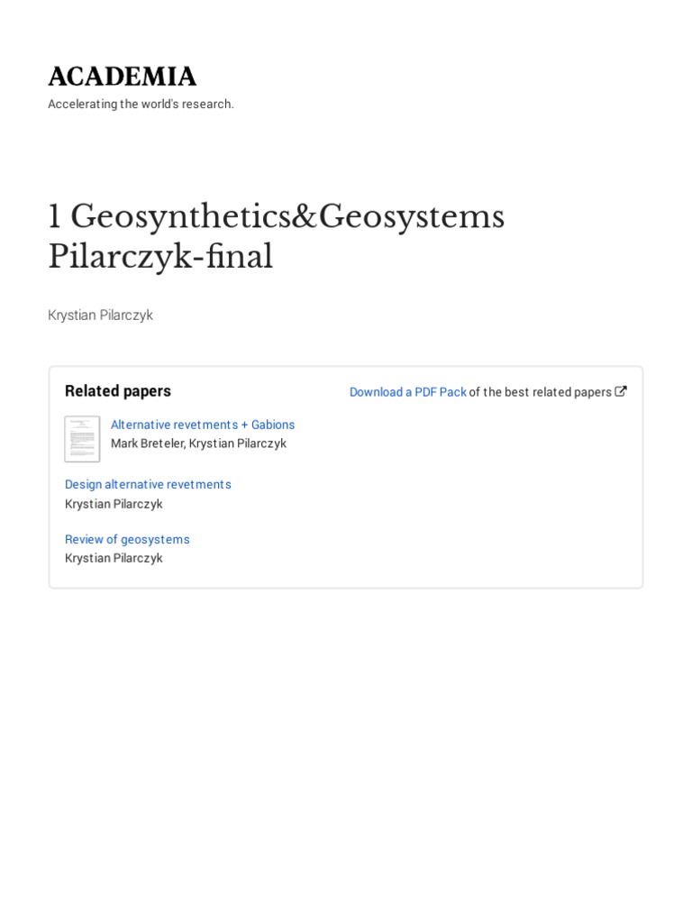 1 - Geosynthetics - Geosystems - Pilarczyk Final With Cover Page v2 | PDF