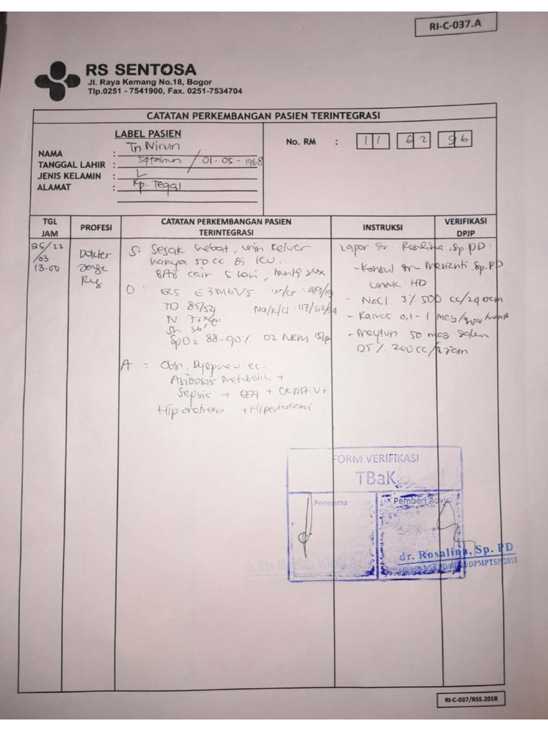 SBAR TBAK Pasien Di Ruangan | PDF