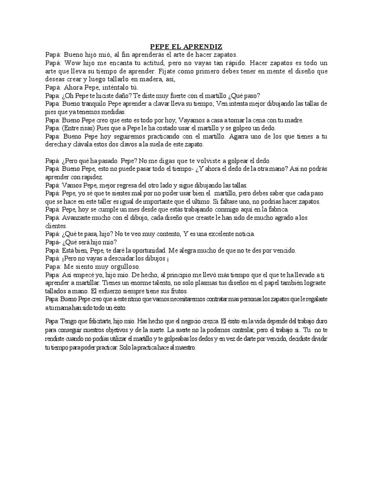 Pepe el Aprendiz: Lecciones de Superación | PDF