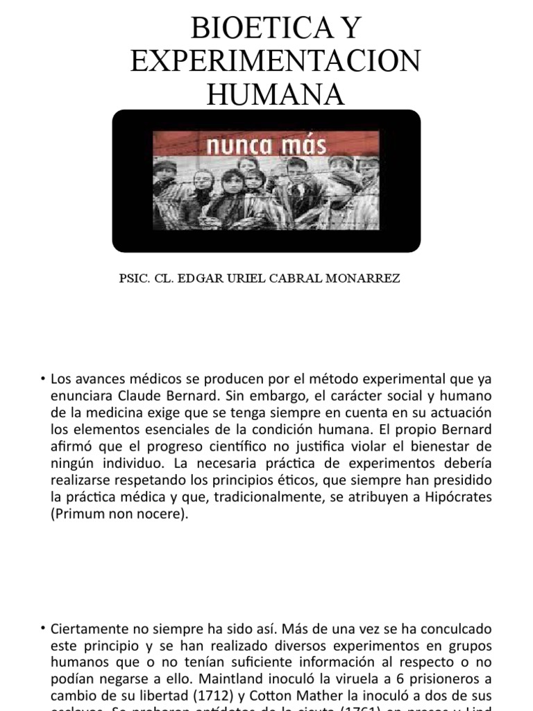 Bioetica y Experimentacion Humana | PDF