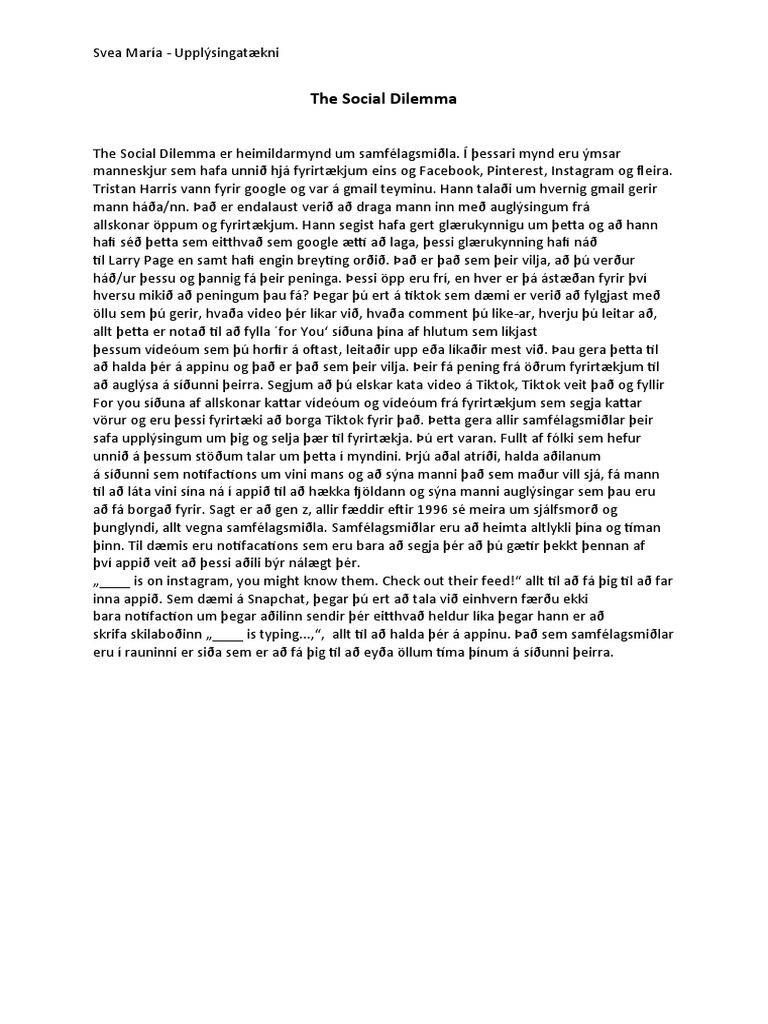 The Social Dilemma | PDF