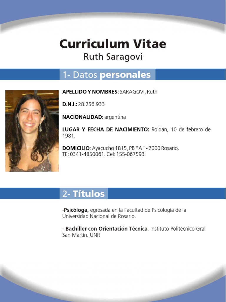 CV Ruth | PDF | Psicoterapia | Psicoanálisis