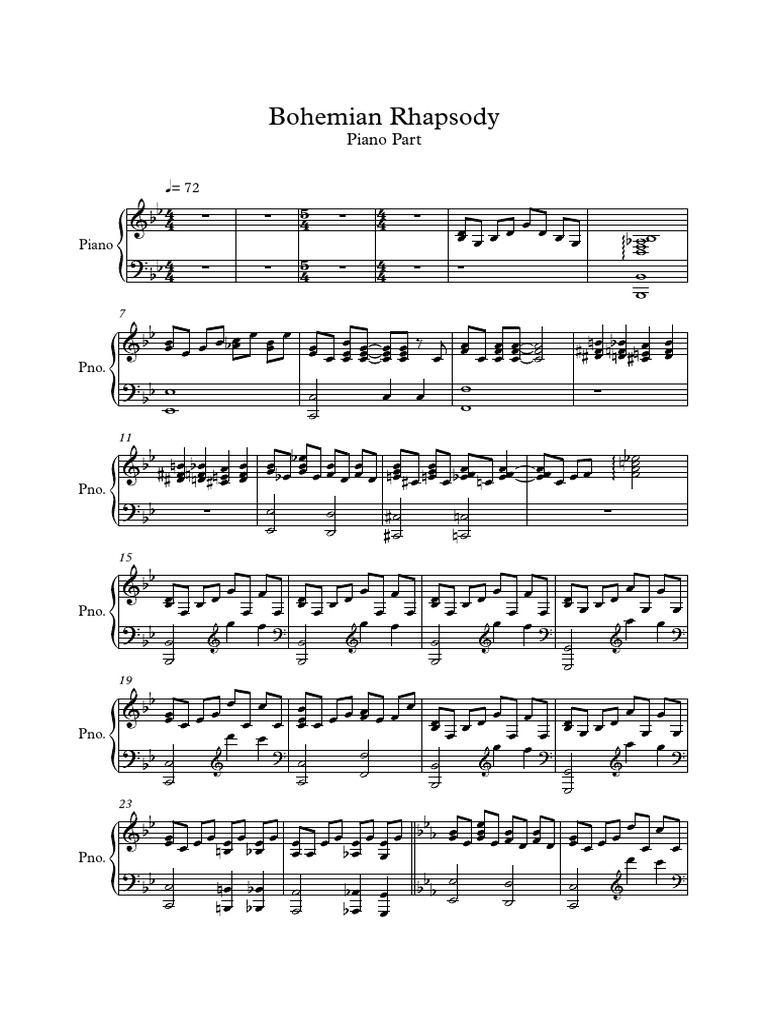 Piano : Bohemian Rhapsody Partitions | PDF
