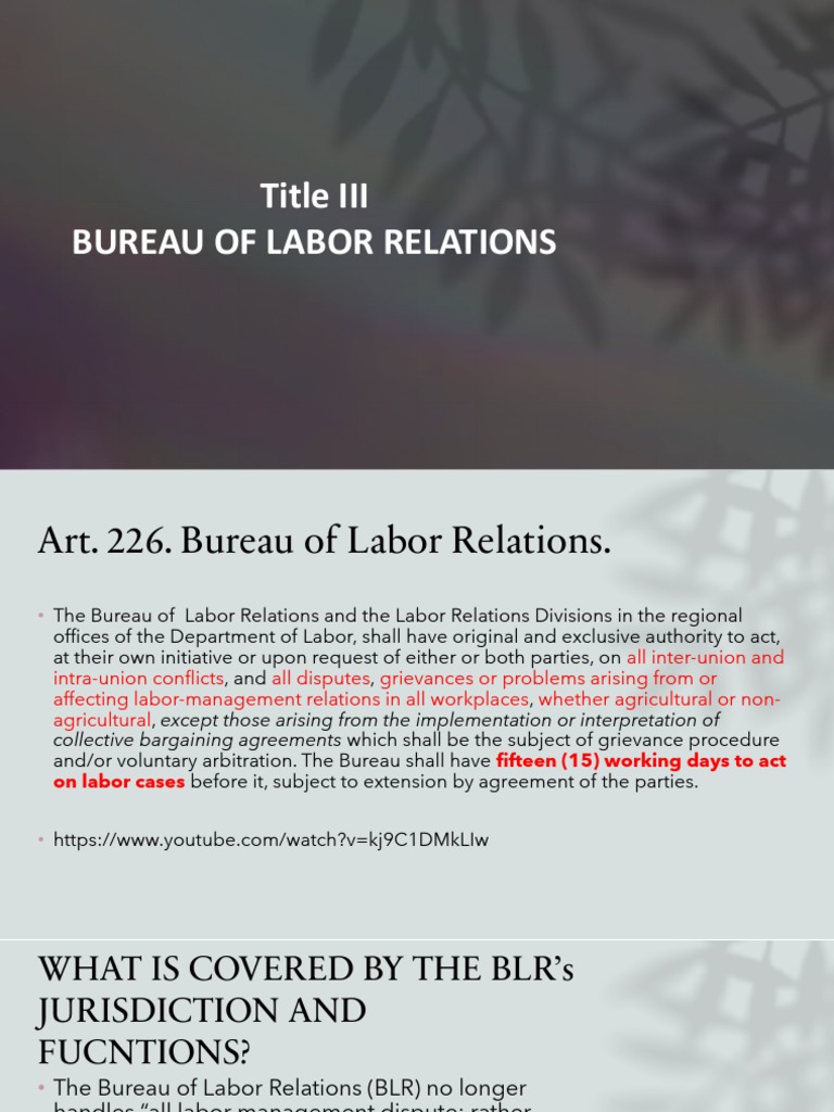 Title III - Bureau of Labor Relation | PDF | Mediation | Arbitration