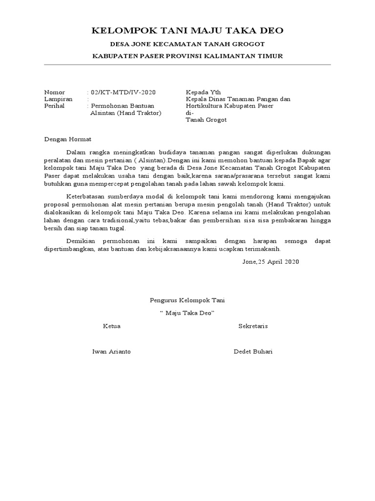 Proposal Hand Traktor MTD | PDF | Teknologi & Rekayasa