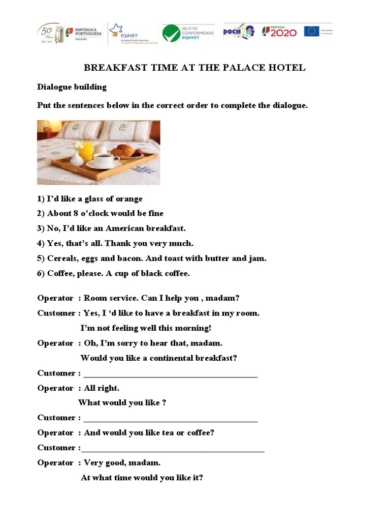 Breakfast Time at The Palace Hotel Conversation | PDF