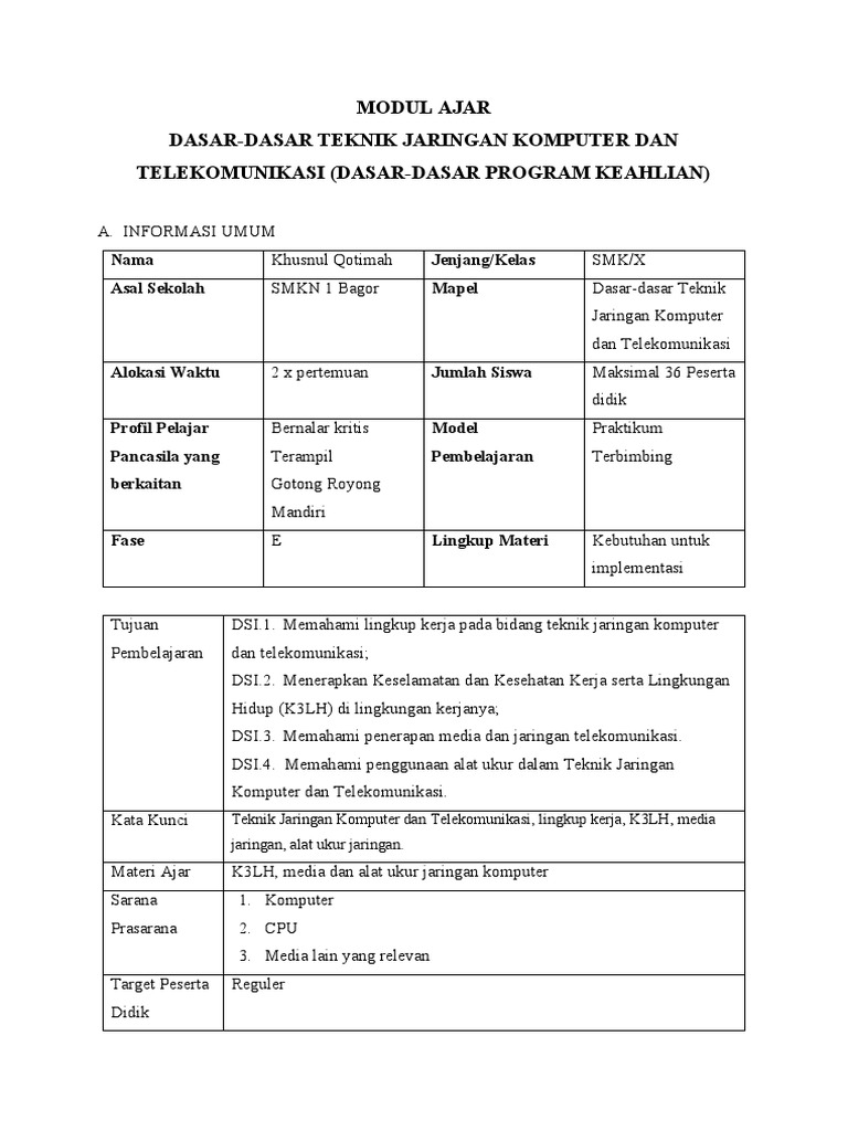 Dasar Teknik Jaringan Komputer SMK | PDF