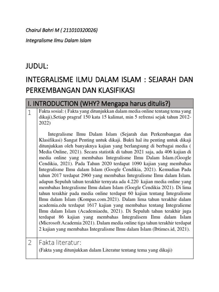 Chairul Bahri M, Integralisme Ilmu Dalam Islam | PDF