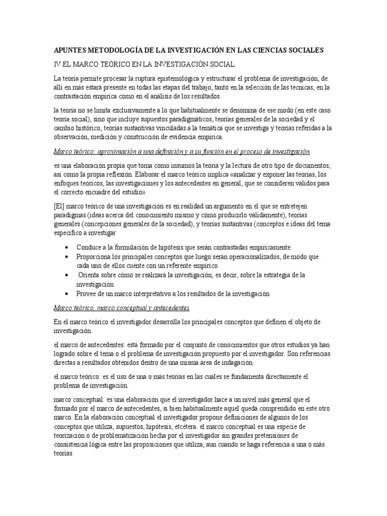 Apuntes Metodología De La Investigación En Las Ciencias Sociales Pdf