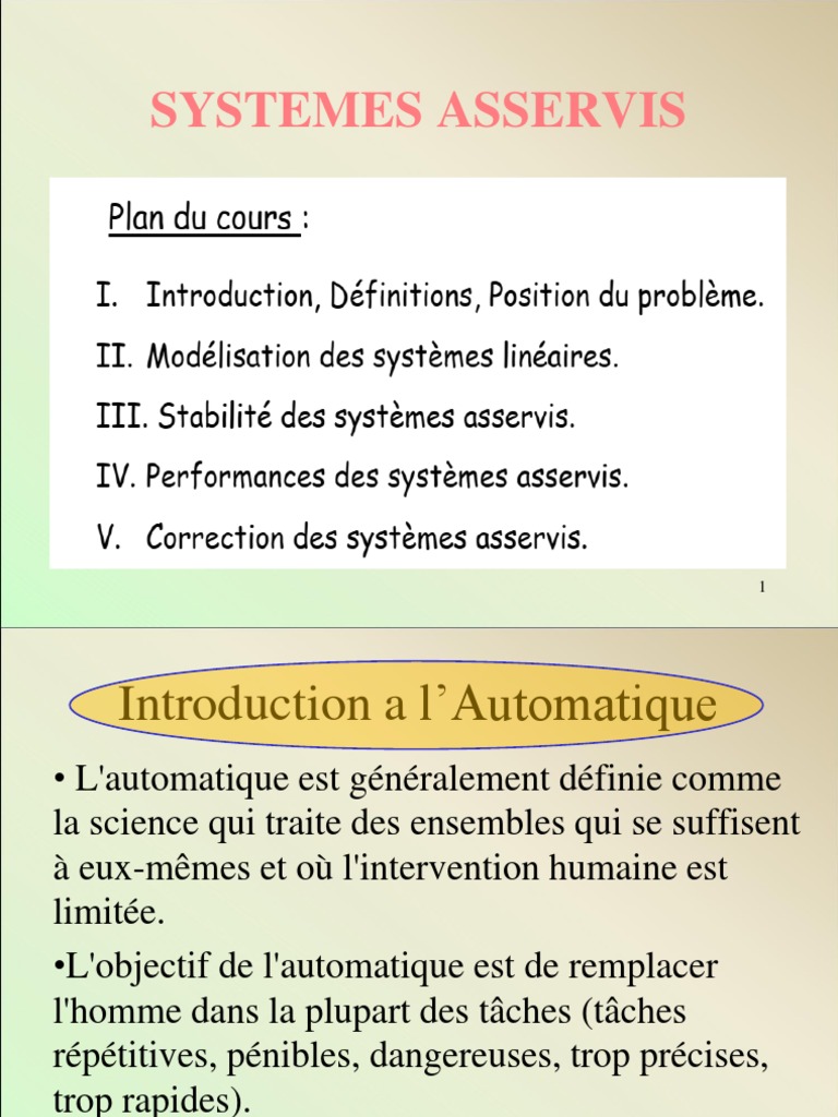 01 Introduction - Aux - Systemes - Asservis | PDF 01 Introduction - Aux - Systemes - Asservis | PDF