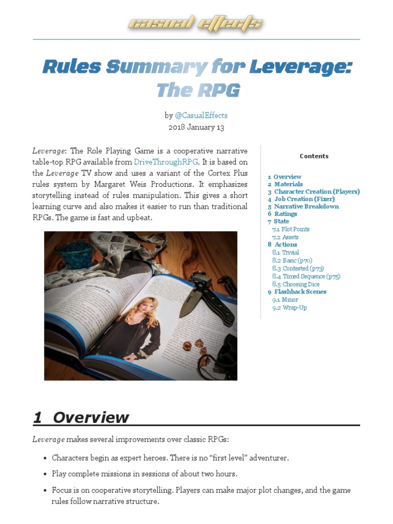 Rules Summary For Leverage - The RPG | PDF | Role Playing Games | Tabletop Games